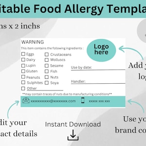 Allergy Stickers | Food Allergy Labels | Editable Template | Customise ...