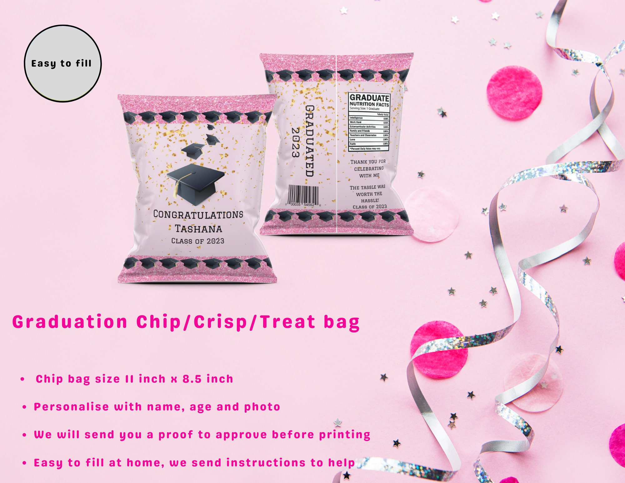 Chip Bag Crisp Bag Treat Bag Graduation Favour Party - Etsy
