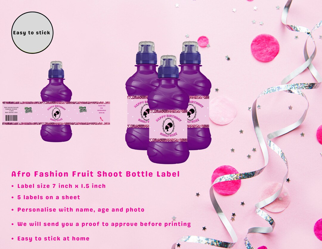 Afro Fashion Doll Fruit Shoot Label, Black Barbie Inspired, Party Favor ...