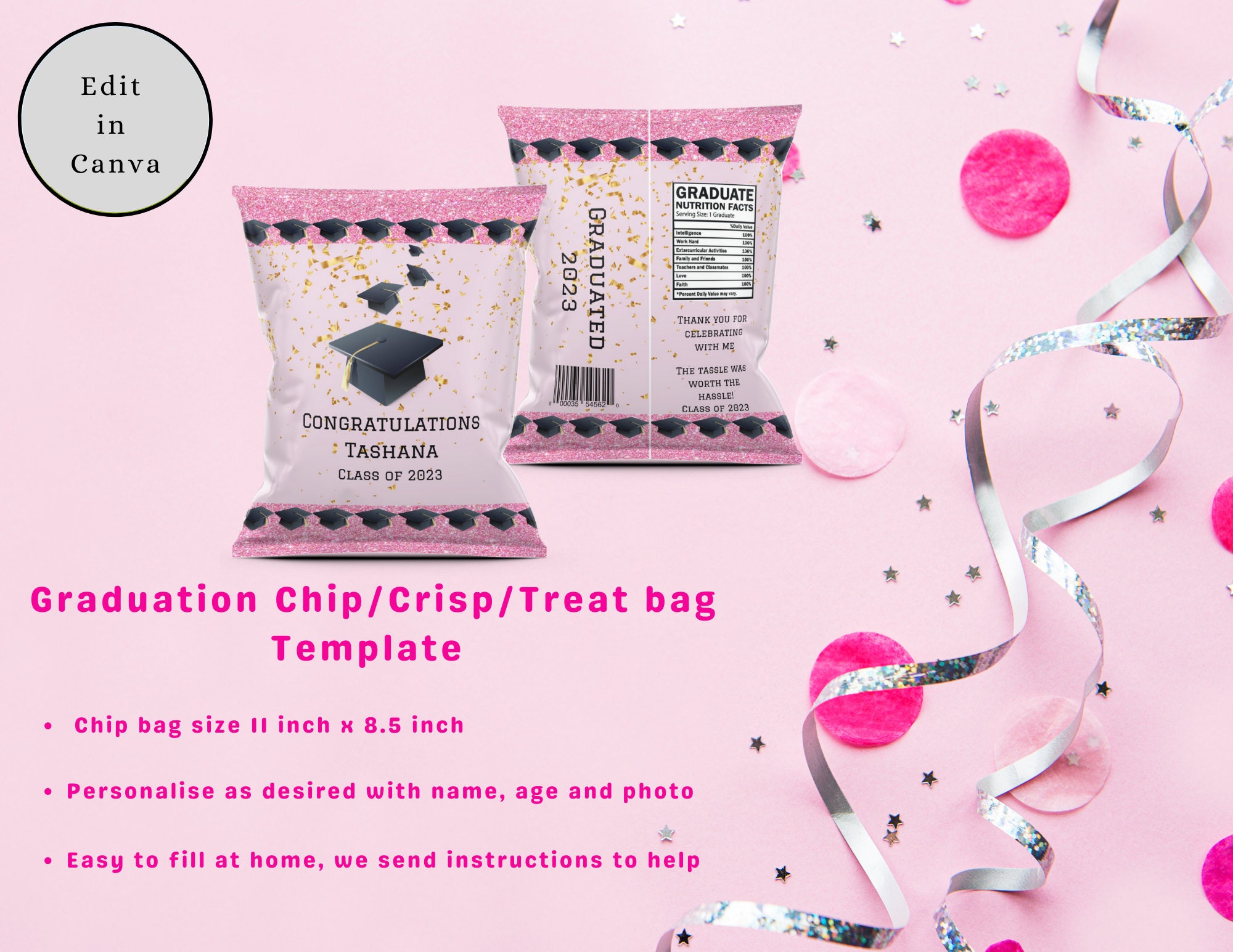 Chip Bag Crisp Bag Treat Bag Graduation Favour Party - Etsy