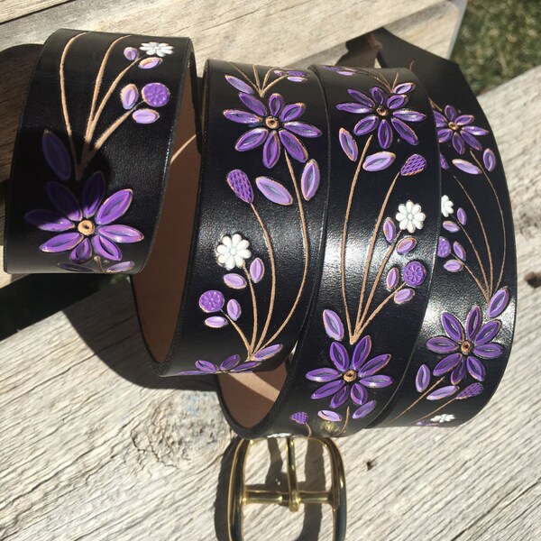 Hand Painted Leather Belt - Etsy