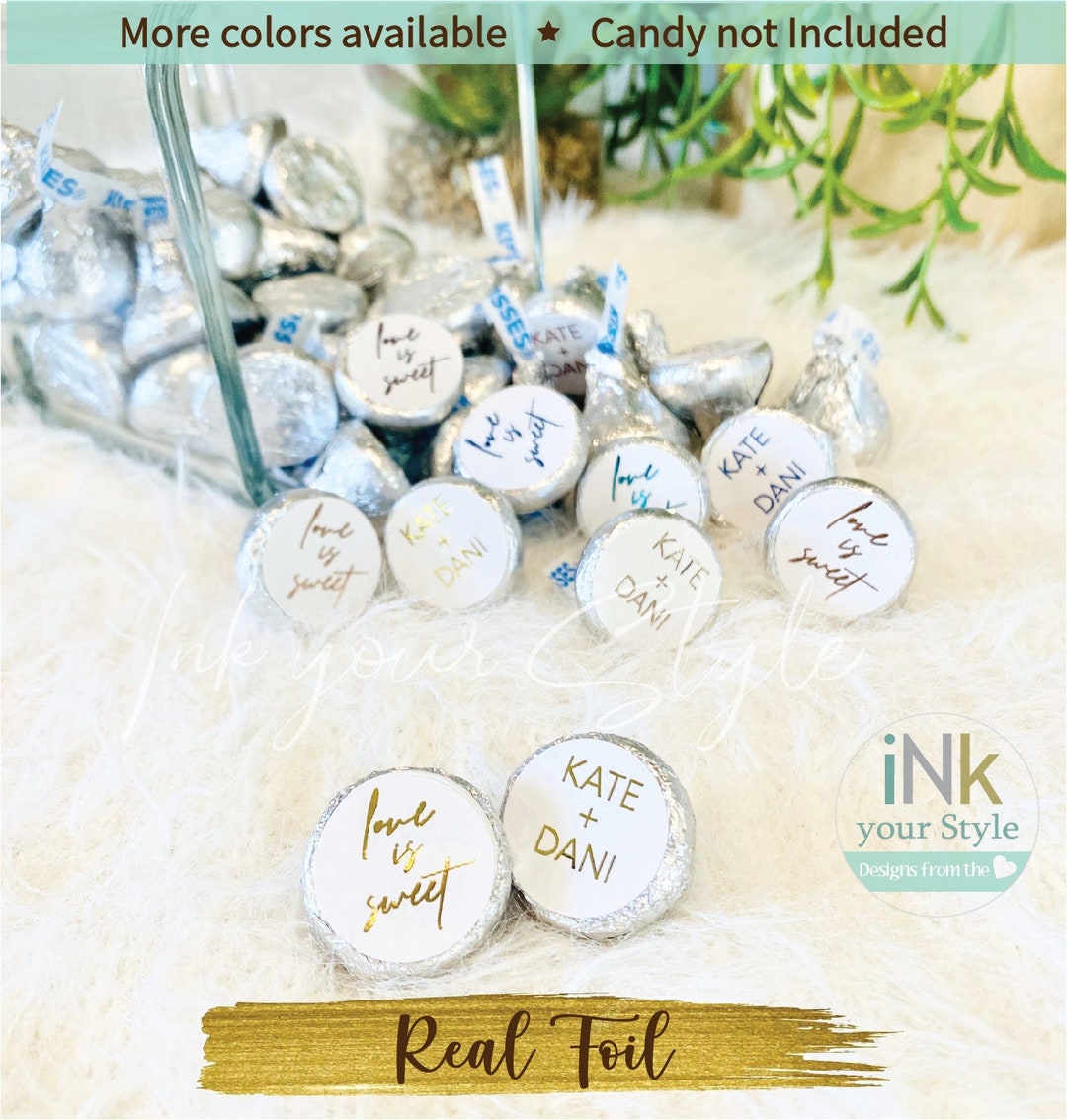 108 Personalized Hershey Kiss® Candy Labels Personalized Love Is Sweet