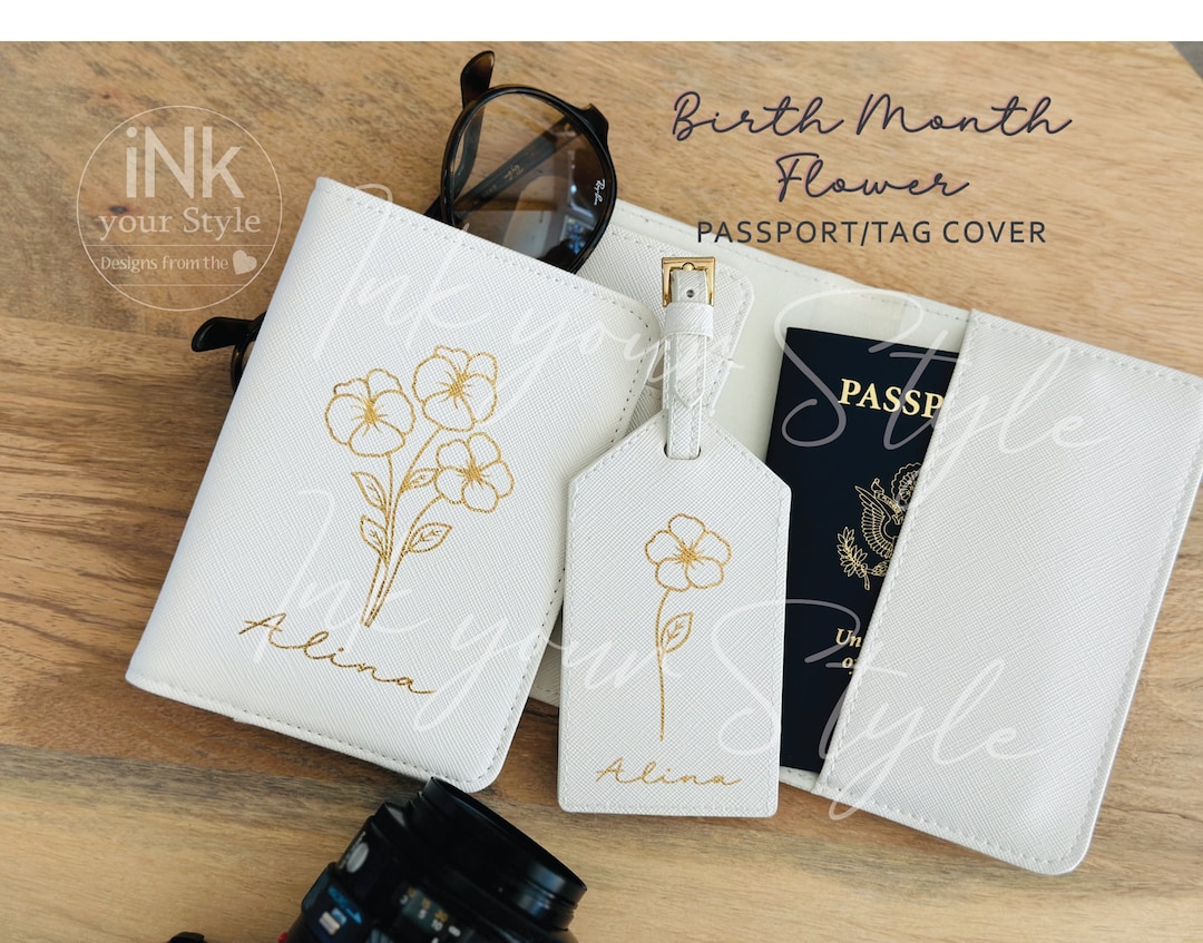 Birth Flower Passport Cover, Personalized Birth Month Flower Passport ...