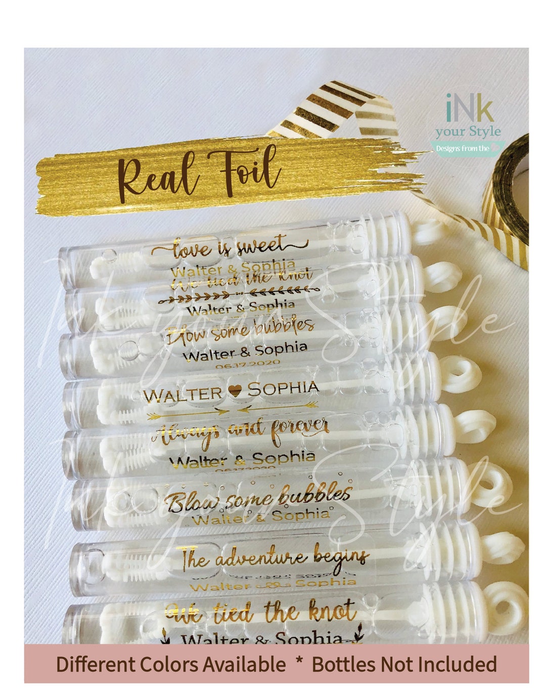 48 Personalized Wedding Bubble Labels, Foil Bubble Labels, Custom ...