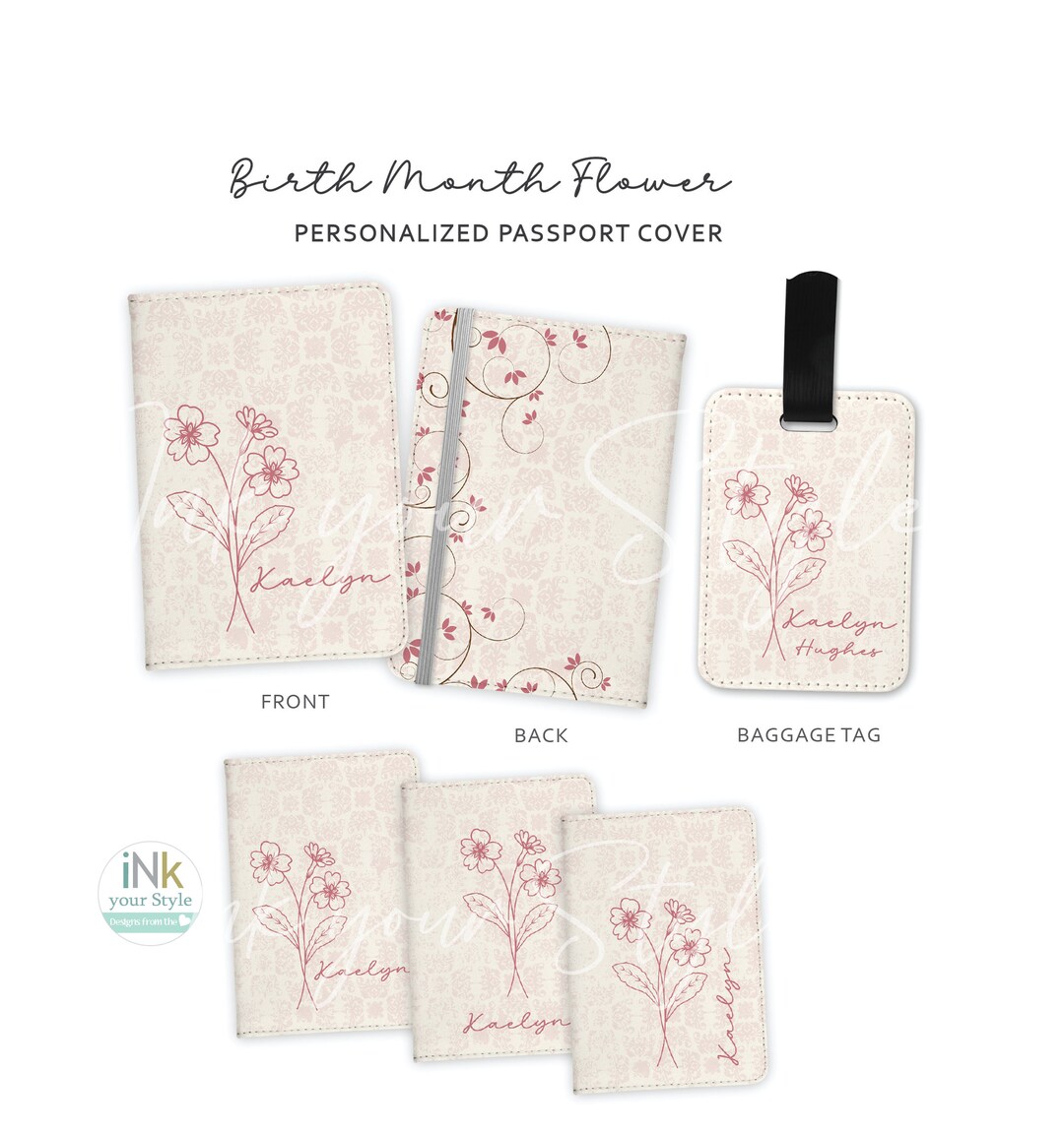 Birth Flower Passport Holder/personalized Birth Flower Passport Cover ...