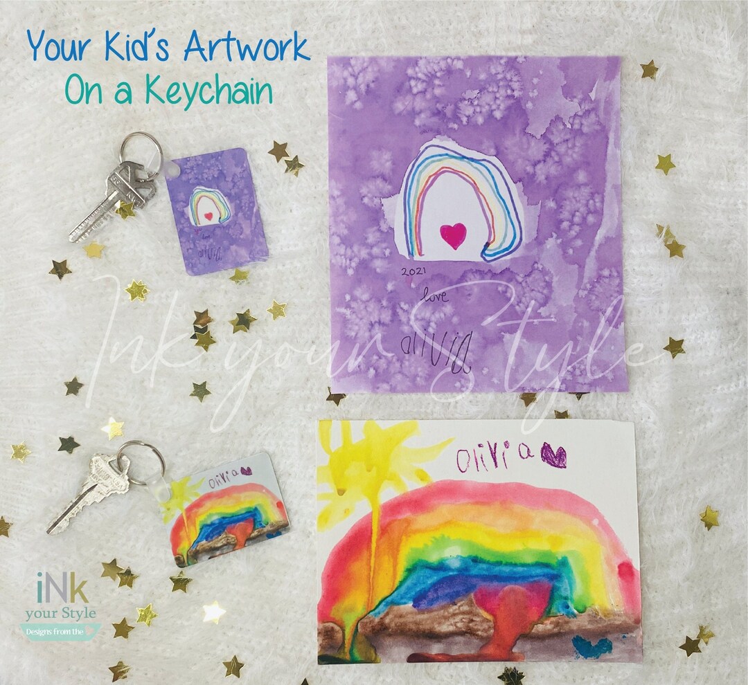 Kids Drawing Keychain/kids Art Keychain/children Artwork Keychain ...