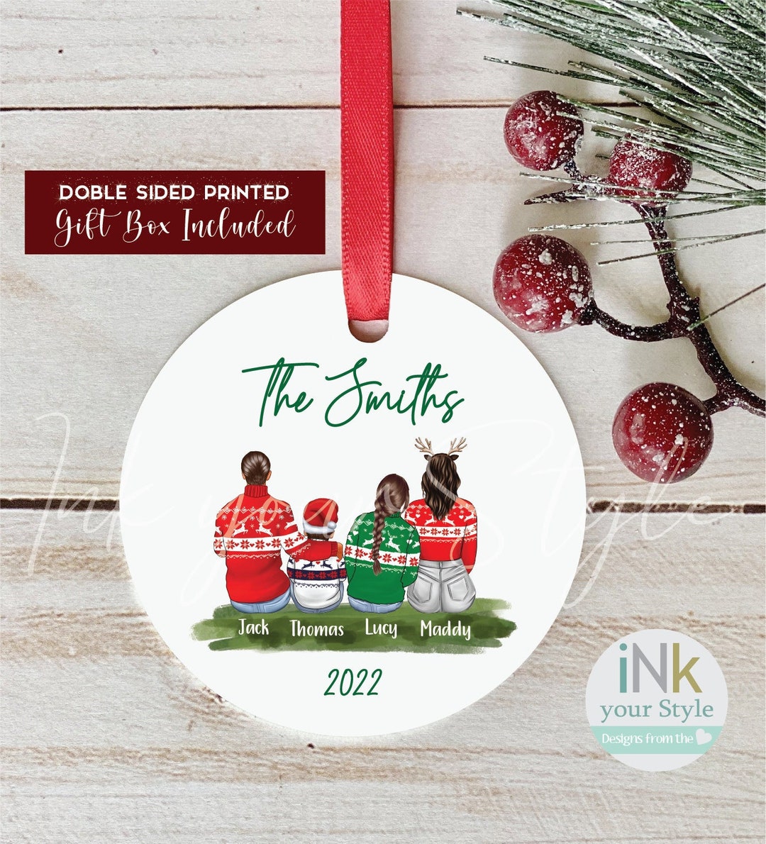 Personalized Family Ornament, Family With Kids Ornament, Customized ...