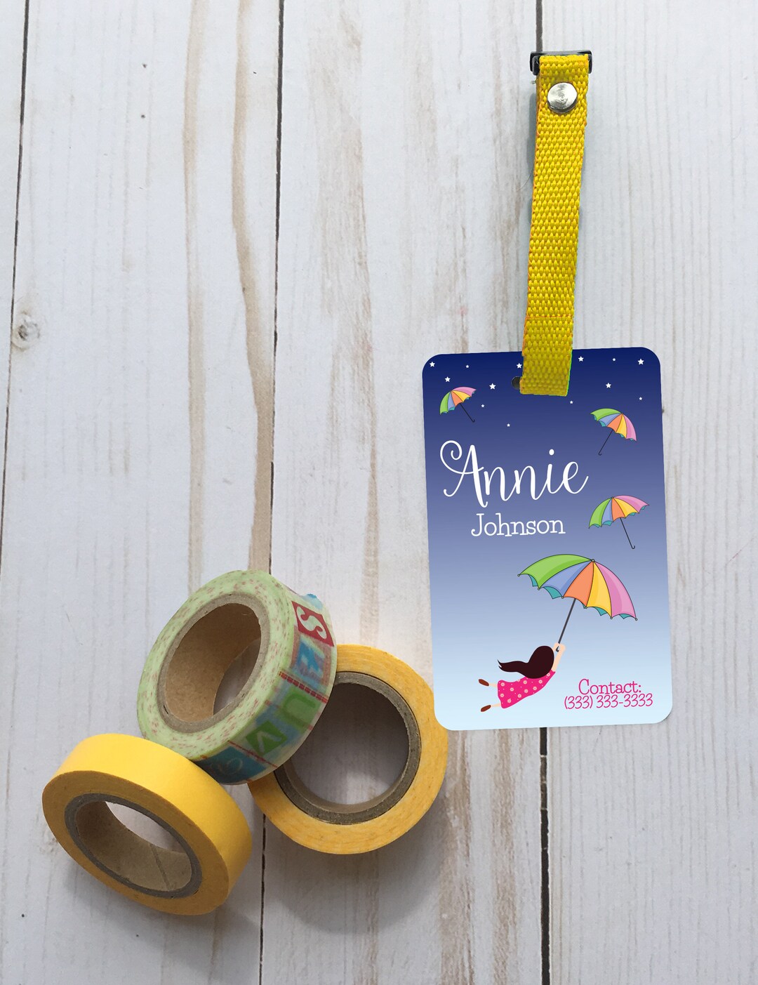 Personalized Umbrella Girl Id Backpack Tag/custom Name Tag/school Name ...