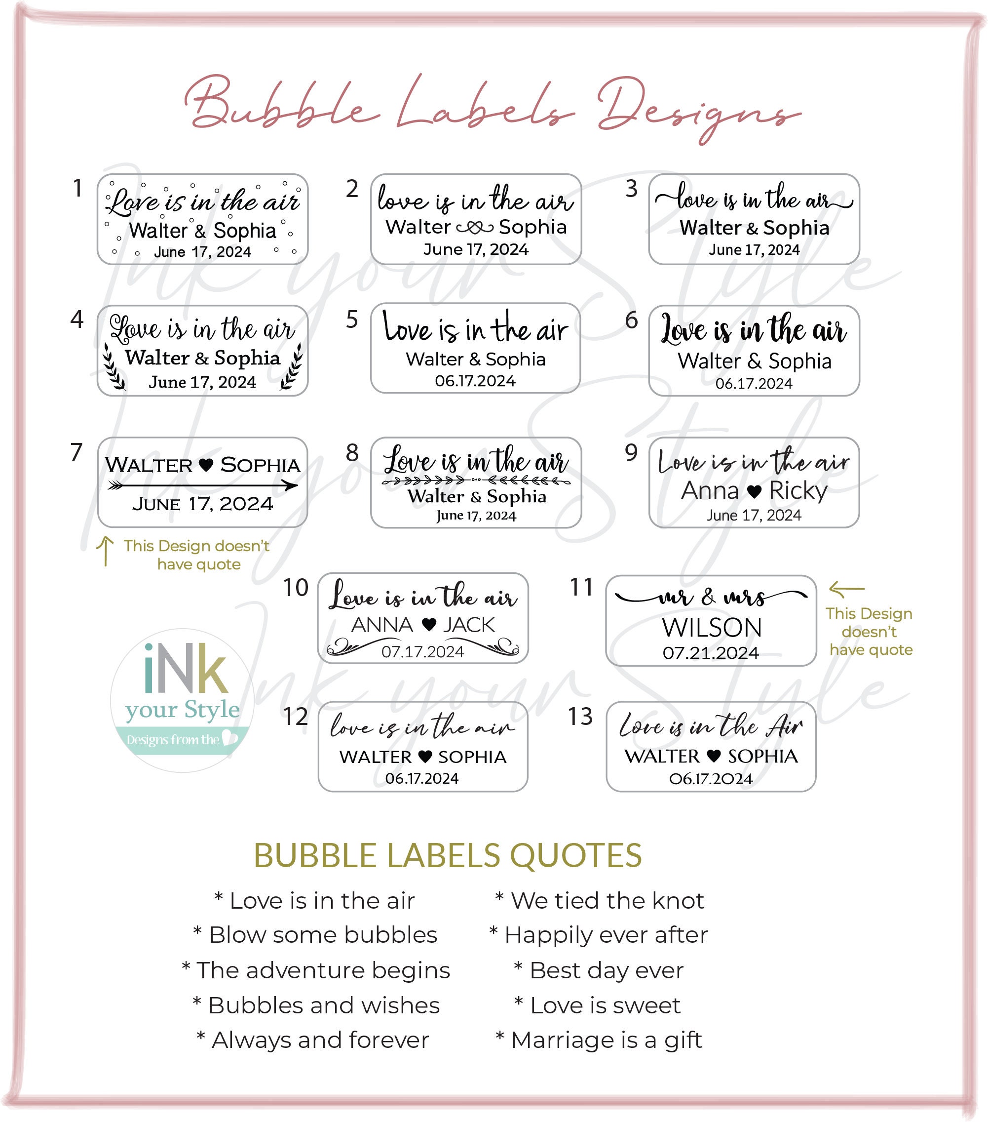 48 Personalized Wedding Bubble Labels, Bubble Wand Labels, Favor ...