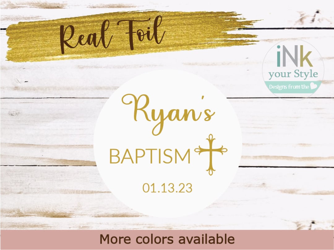 Personalized Real Foil Baptism Labels/real Foil Baptism Party Favors ...