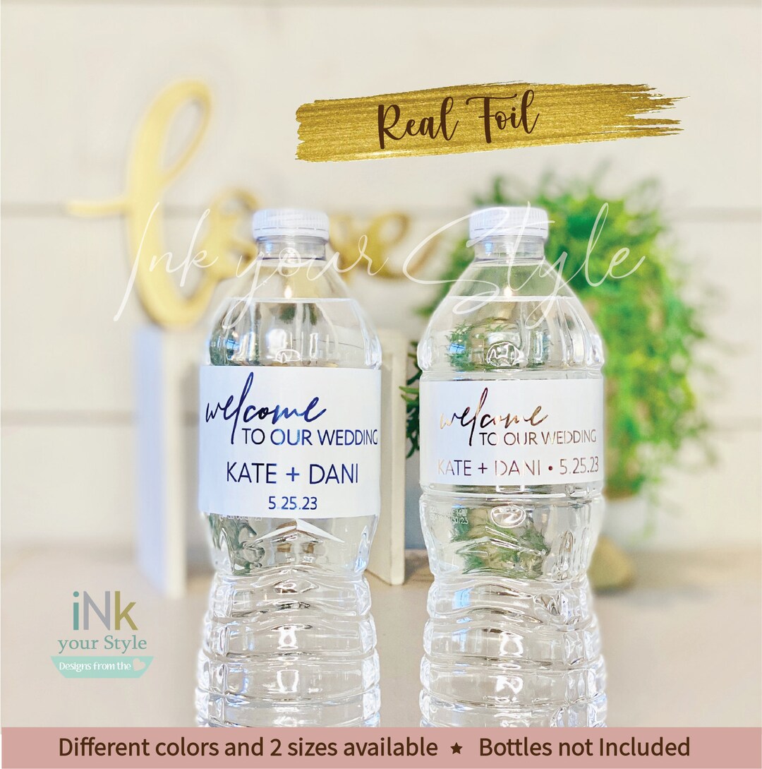 Personalized Real Foil Water Bottle Labels/wedding Water Bottle Labels ...