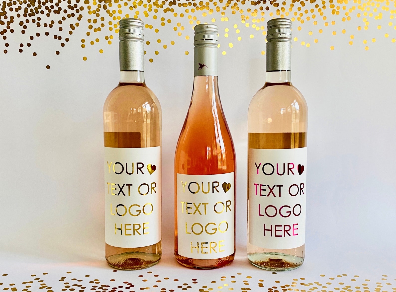 Your Own Logo or Text Real Foil Wine Labels/own Logo Mini Champagne and ...