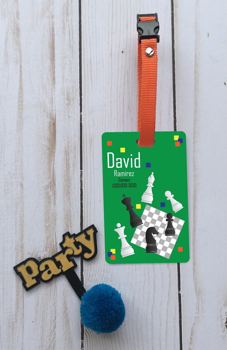 Personalized chess id backpack tag custom name tag school - Etsy España