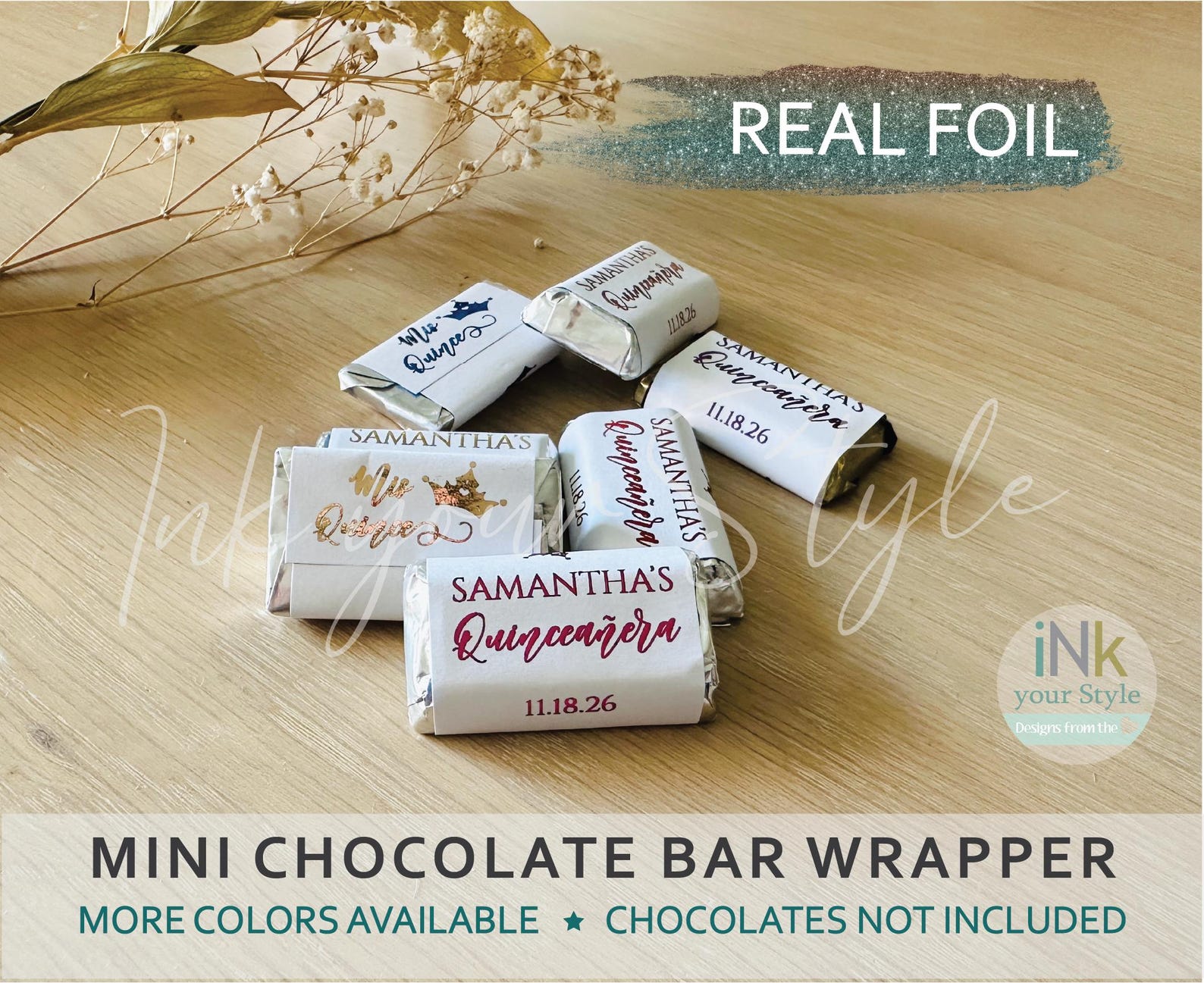 21 Personalized Quinceañera Chocolate Bar Wrappers/personalized Real ...