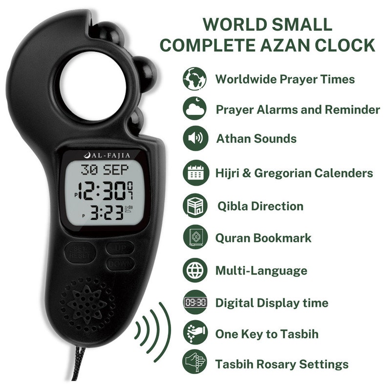 ALFAJIA Azan Clock With Tasbih Digital Tally Counter Islamic Athan ...
