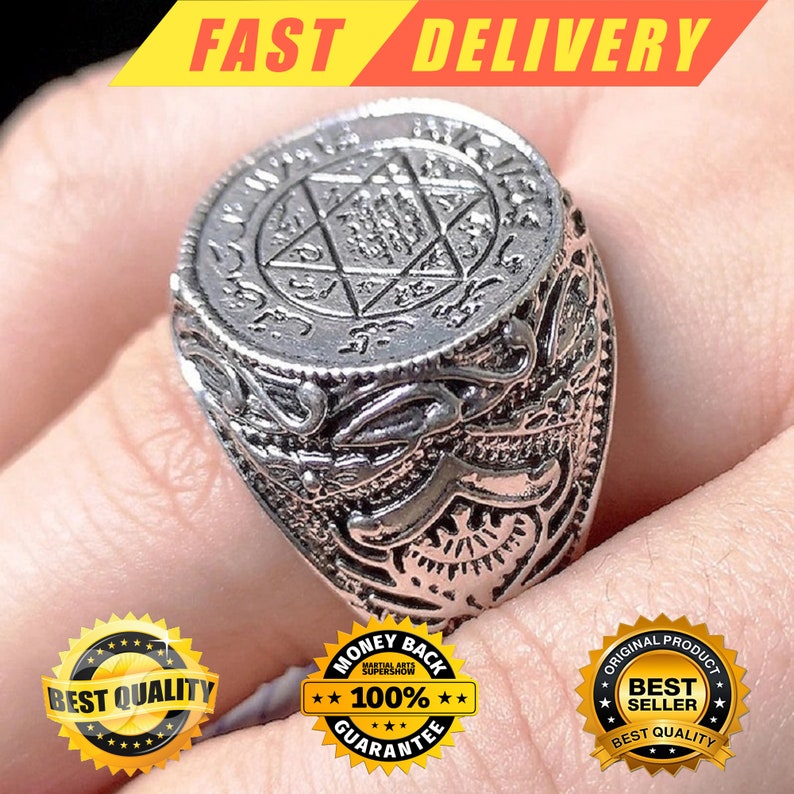 The Seal of Solomon Islamic Star Ring for Muslim Men Islam Ring - Etsy