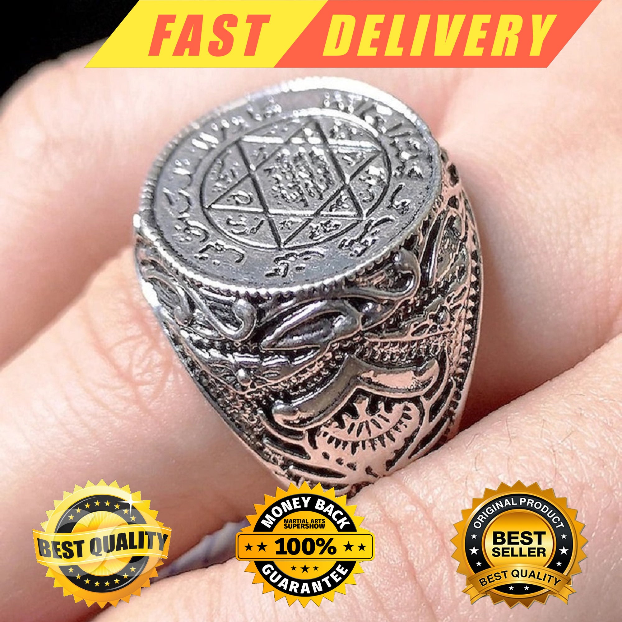 The Seal of Solomon Islamic Star Ring for Muslim Men Islam Ring - Etsy