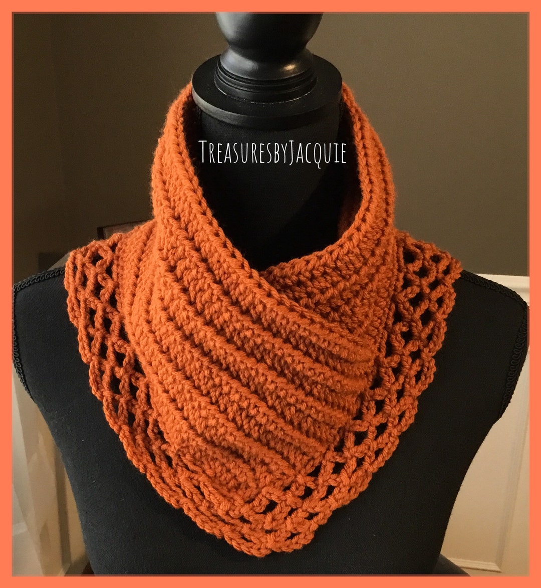 Crocheted lacy cowl scarf, ladies crocheted scarf, cowl scarves, lacy ...