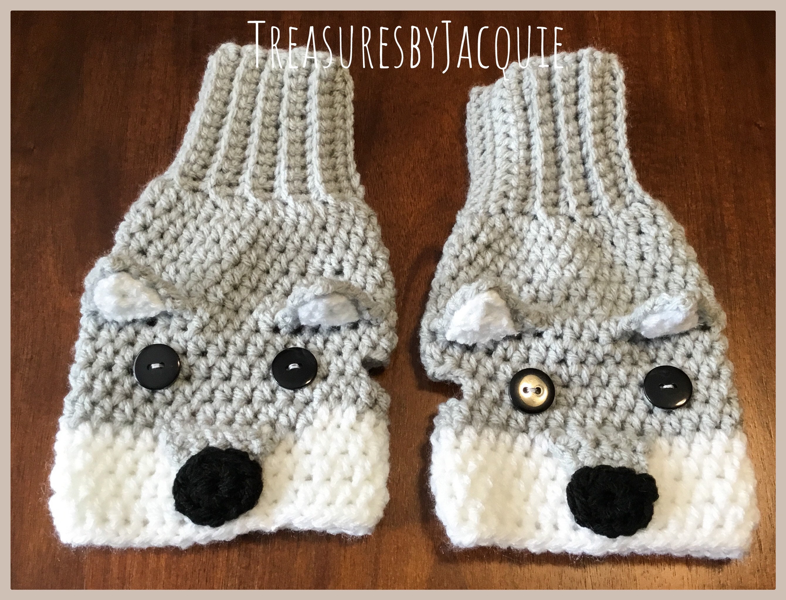 Crocheted Fingerless Fox or Wolf Gloves Kids Fox Gloves - Etsy