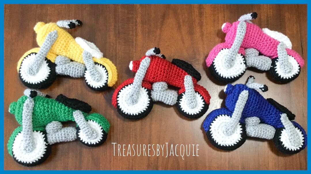 Crocheted Stuffed Motorcycle Toy, Motorcycle Toy, Pretend Play ...