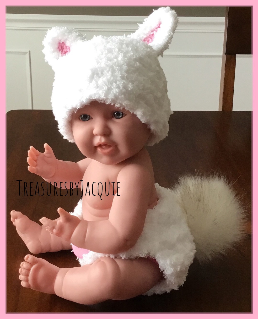 Crocheted Baby Bunny Hat and Diaper Cover Set: Soft Cottontail Outfit ...