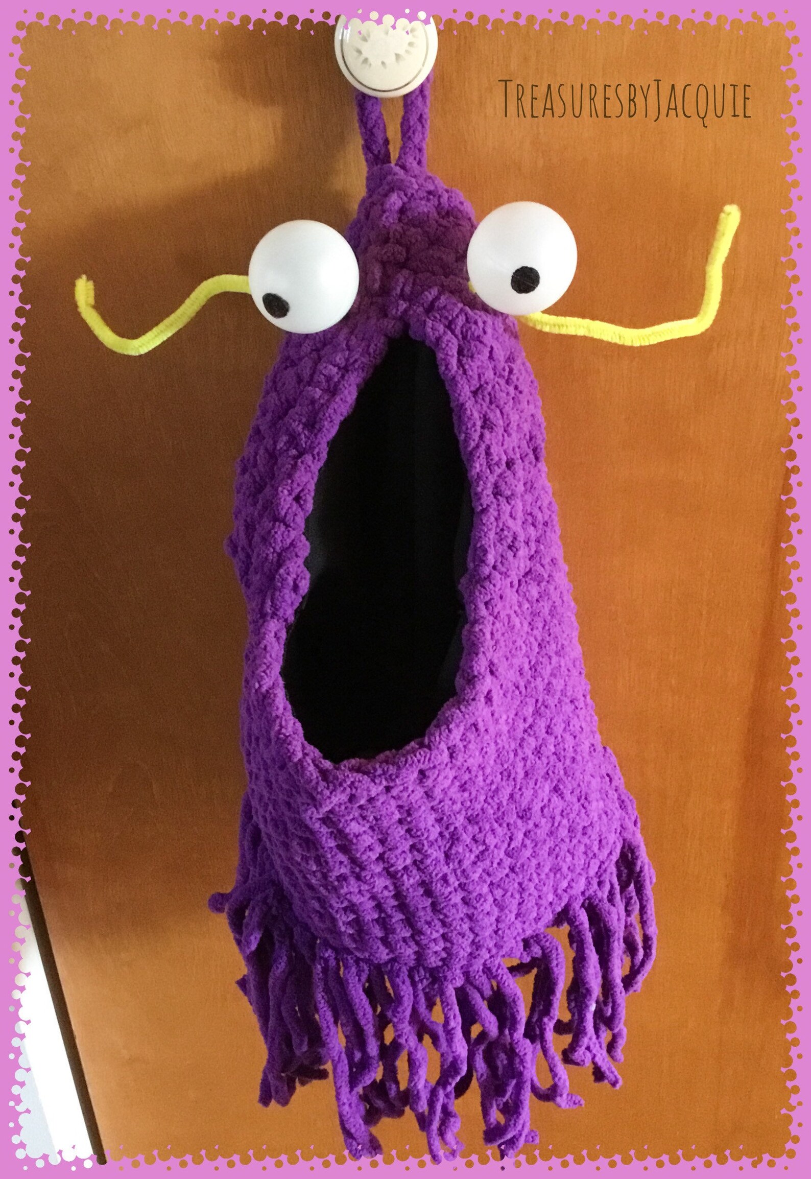 Crocheted Hanging Monster Storage Bags Toy Organizer Bag - Etsy