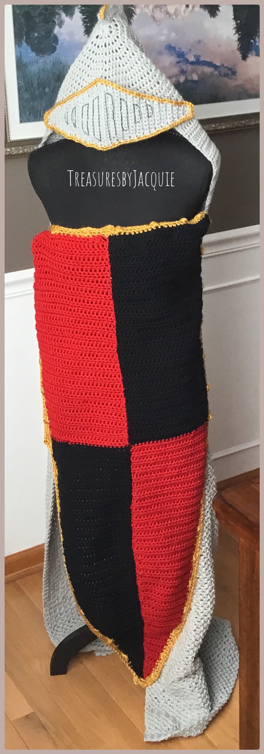 Crocheted Knight Blanket: Kids Imaginative Play Blanket With Helmet ...