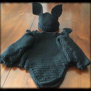 Crocheted Baby Bat Costume: Handmade Halloween Romper & Hat - Etsy