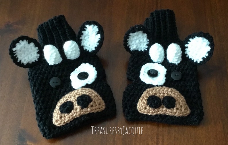 Crocheted Cow Fingerless Gloves: Fun Farm Animal Gloves - Etsy