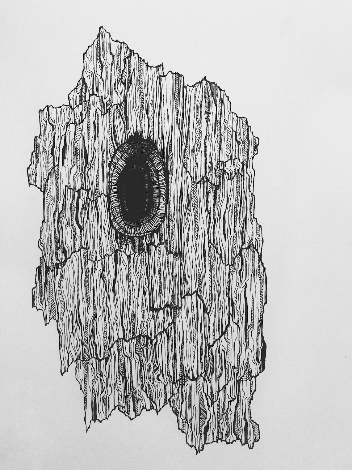 Intricate handmade tree bark ink drawing | Etsy