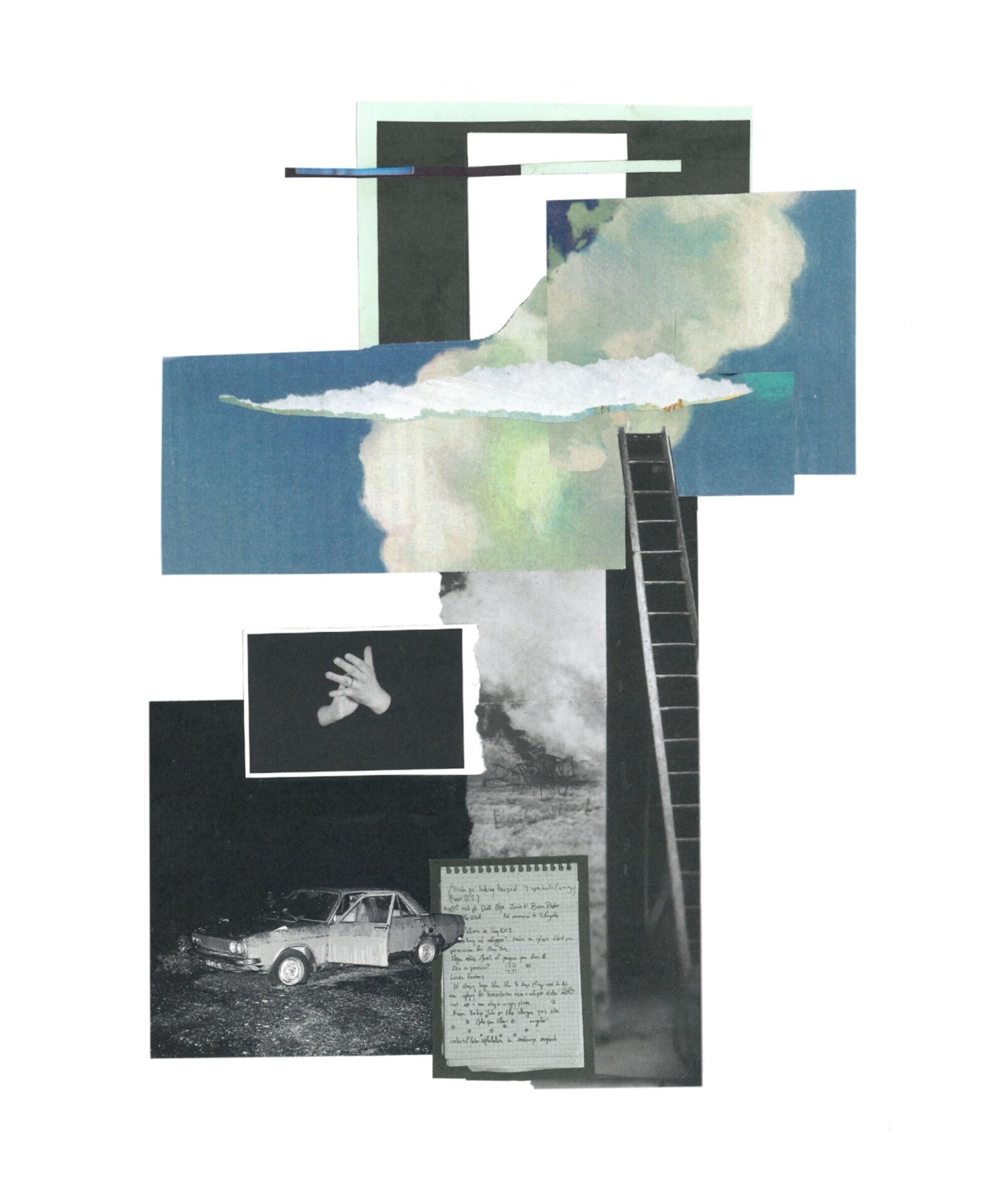 Handmade Home Decor Collage | Blue Sky Clouds Digital Collage | Gift ...