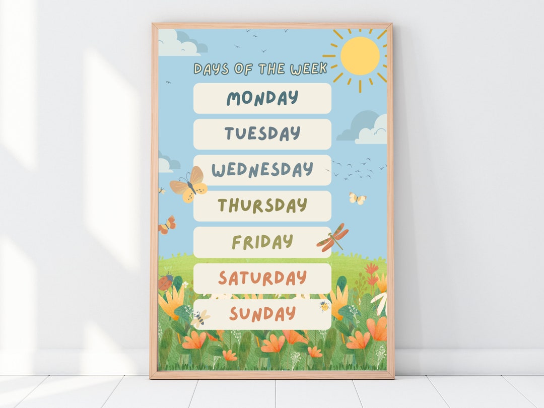 Days of the Week Classroom Poster, Classroom Poster, Homeschool Prints ...