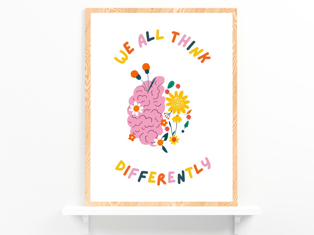 We All Think Differently Print, Neurodiversity Digital Poster, Brain ...