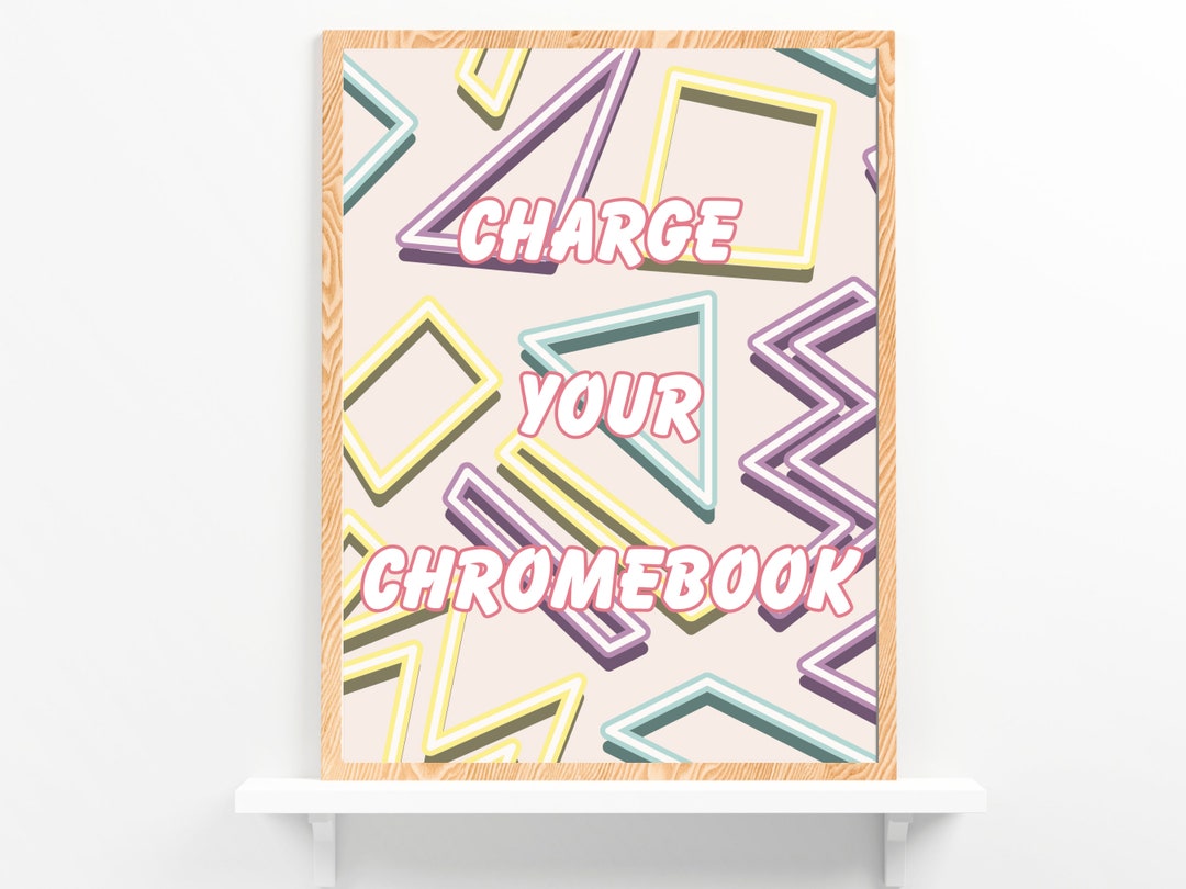 Charge Your Chromebook Classroom Poster, Preppy Wall Art, Retro Print ...