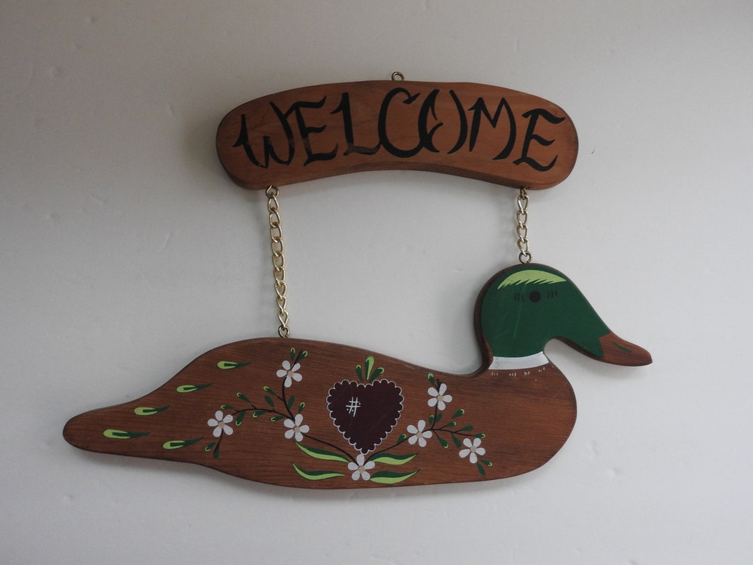 Hand Painted Wooden Duck Welcome Sign taiwan - Etsy