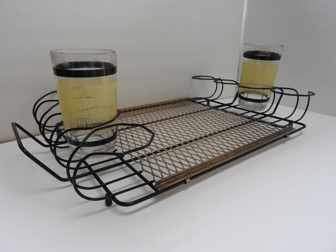 Rare Vintage MCM Metal Mesh Serving Tray - Etsy