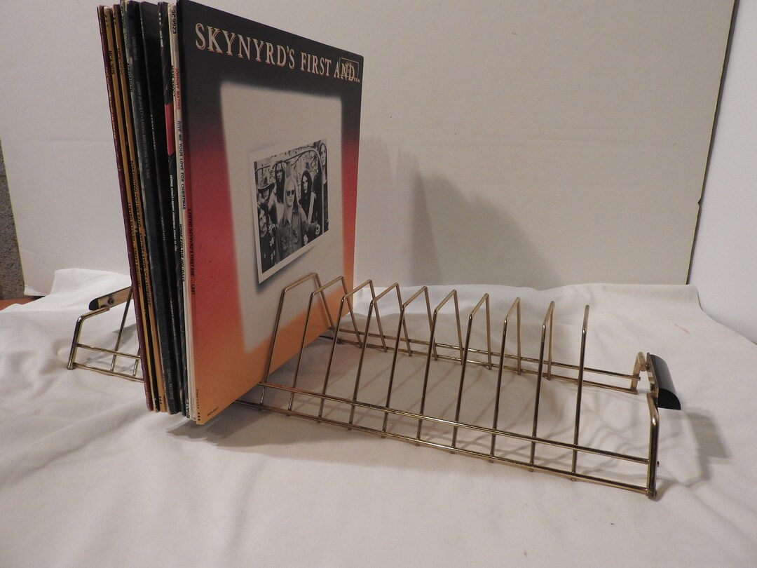 Vintage Brass Tabletop Album Rack - Etsy
