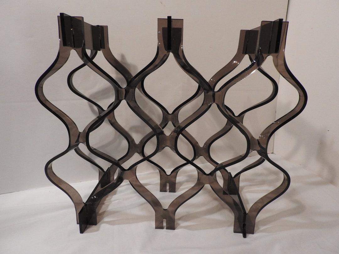 Vintage MCM Smoked Twisted Lucite Wine Rack - Etsy