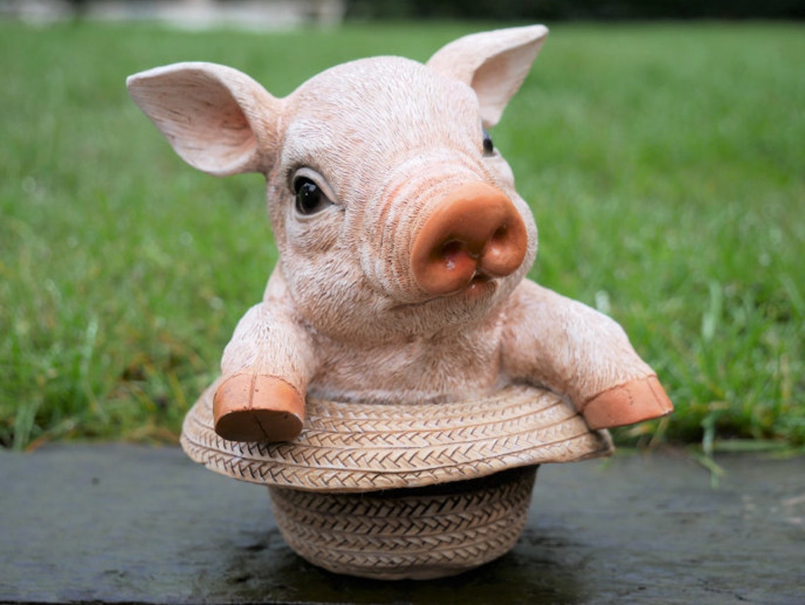 Garden Gnome Pigs Pig With Monocle Pig With Spade Pig With | Etsy
