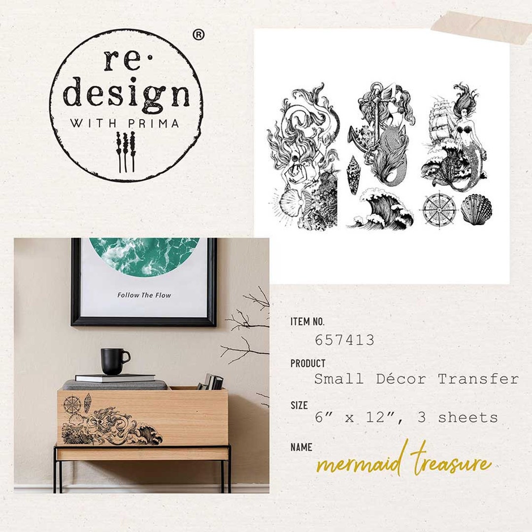 Mermaid Treasure Redesign With Prima Decor Transfers 6 X 12 New Small ...