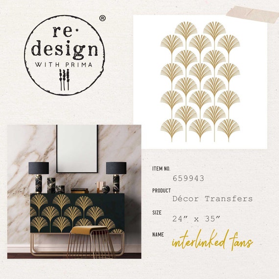 Interlocking Fans Redesign With Prima Decor Transfer - Etsy