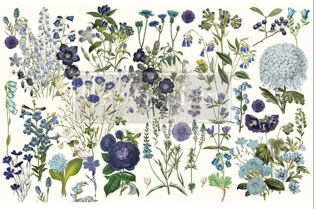 Blue Meadows Tissue Paper Redesign With Prima 19 X 30 Upcycling Vintage ...