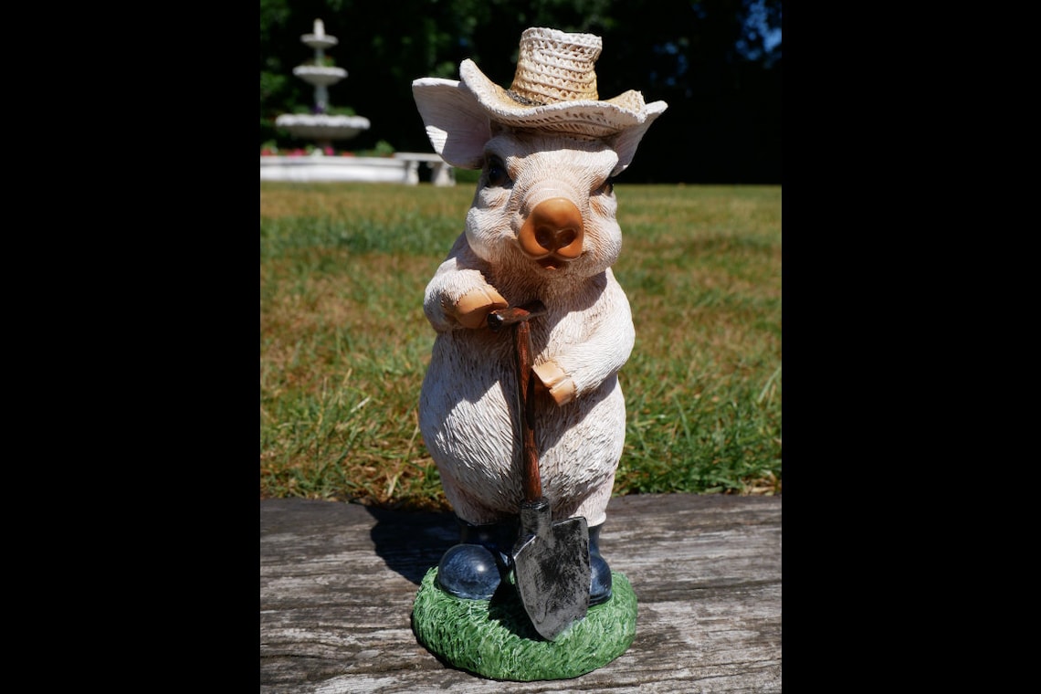 Garden Gnome Pigs Pig With Monocle Pig With Spade Pig With | Etsy