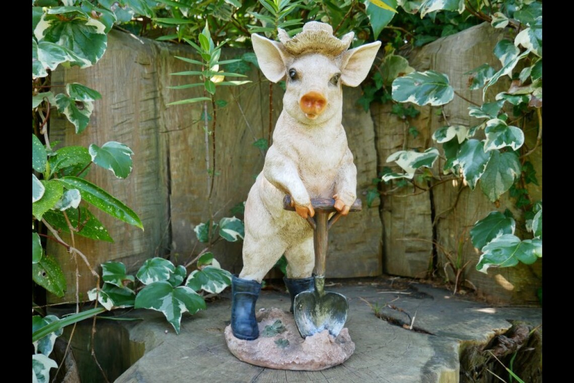 Garden Gnome Pigs Pig With Monocle Pig With Spade Pig With | Etsy