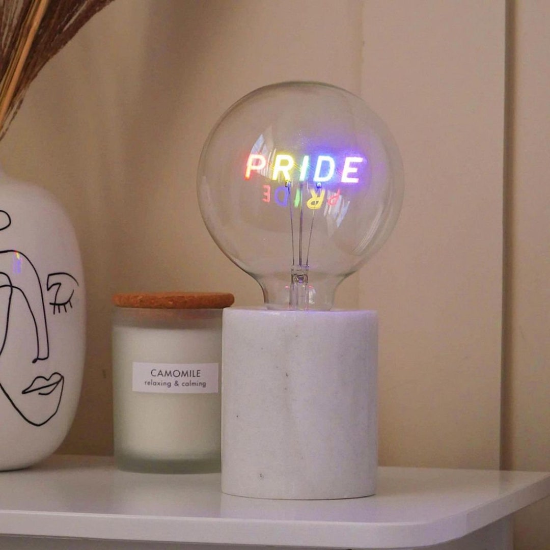 Pride Screw up Bulb Neon Text Bulb Marble Base Lamp - Etsy UK