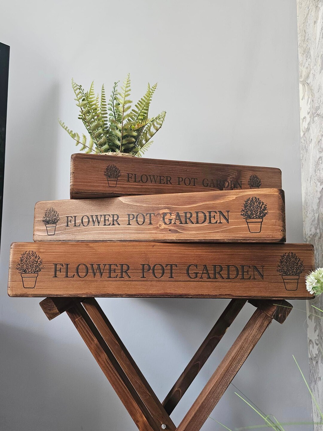 Flower Pot Garden Butler Tray Table With 2 Extra Serving Trays - Etsy
