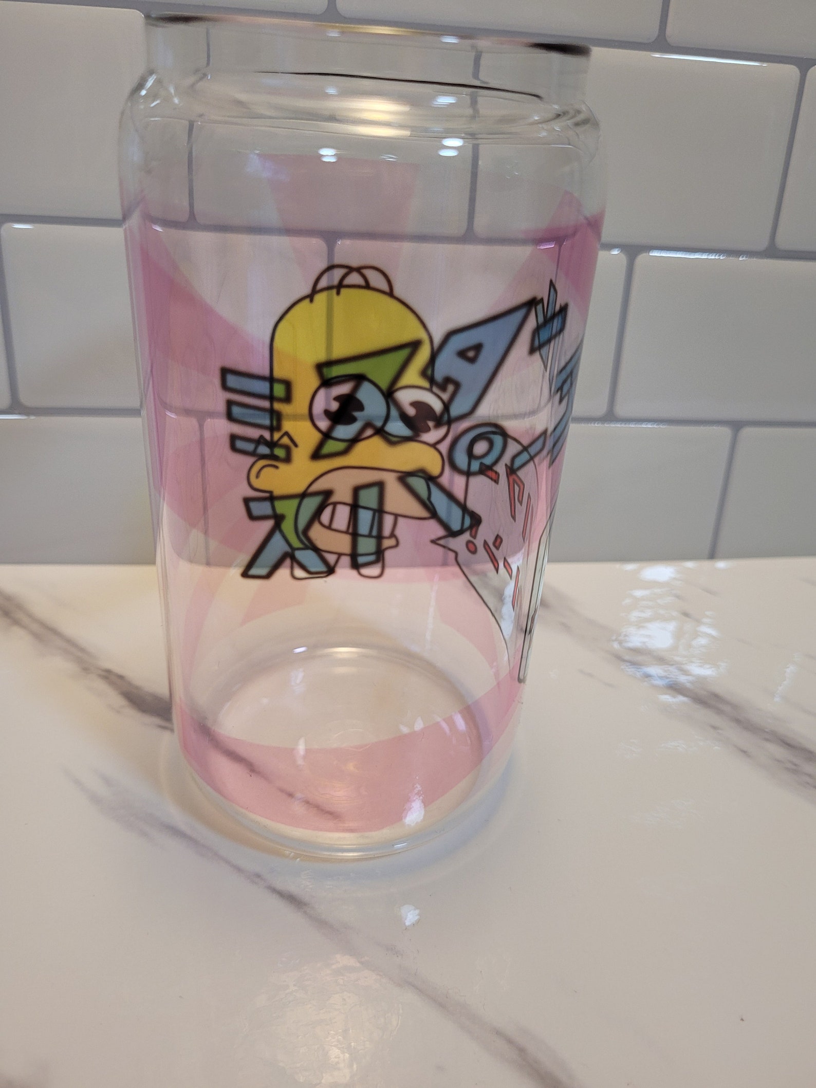 Simpsons Inspired Homer Simpson Mr. Sparkle Glass Tumbler With Straw ...