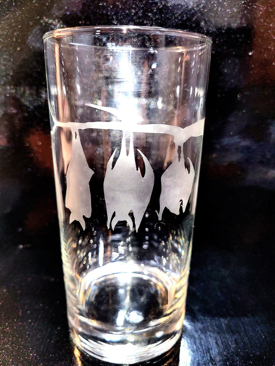 Etched Hanging Bat Glass, Tall Tennyson Glass - Etsy