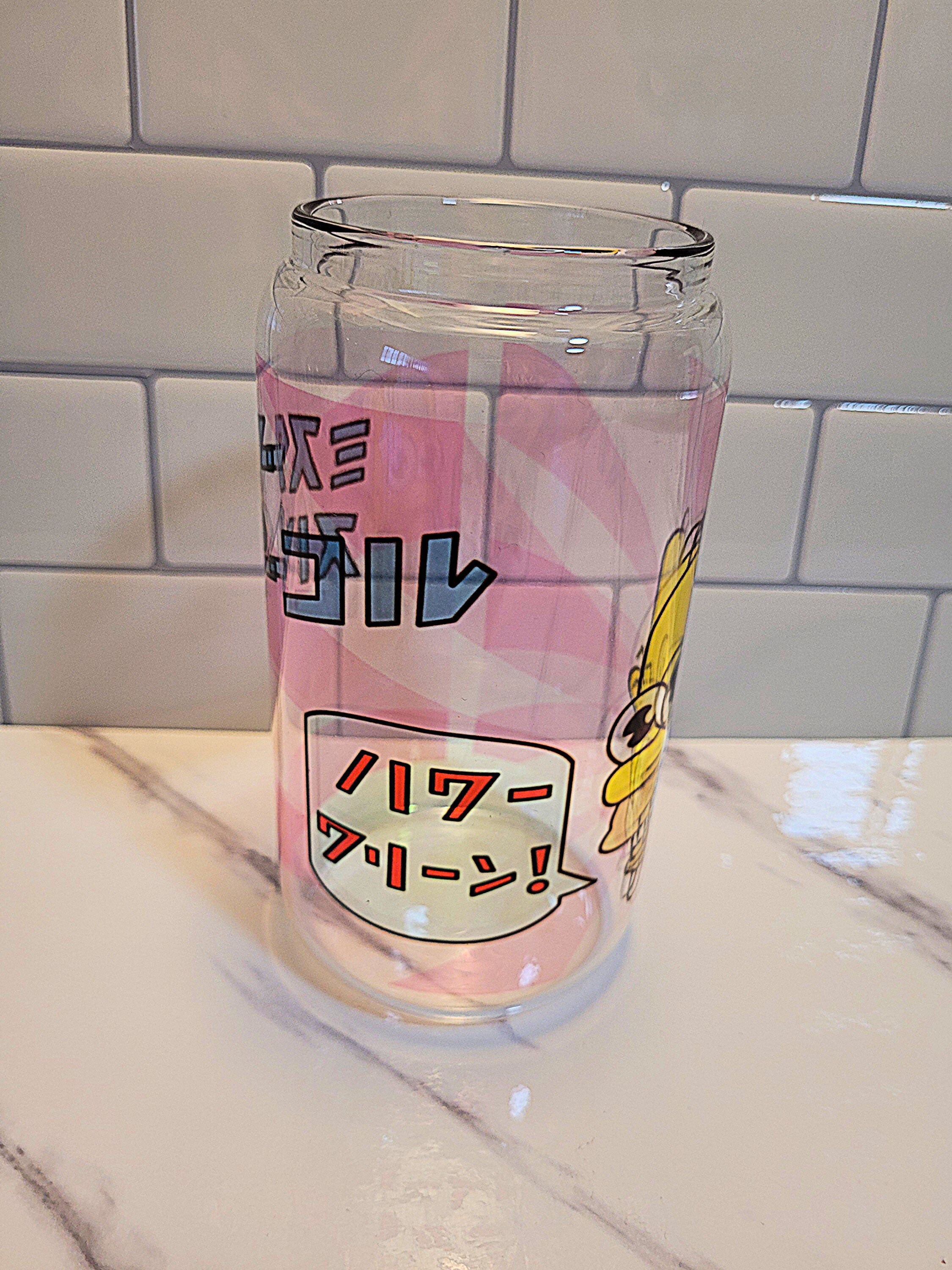 Simpsons Inspired Homer Simpson Mr. Sparkle Glass Tumbler With Straw ...