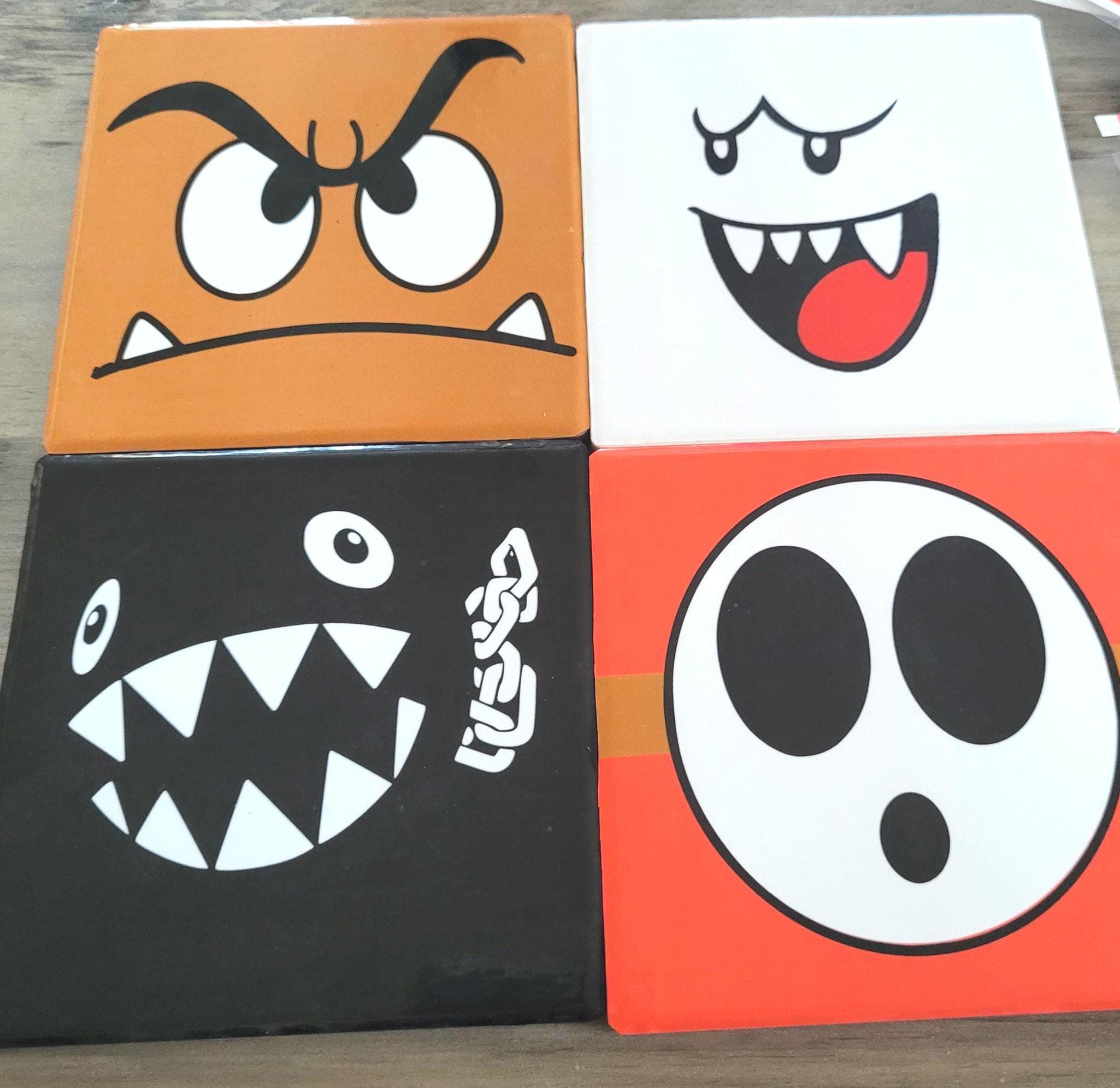Mario Bros Inspired Character Coasters, Set of 4 Ceramic Sublimated ...